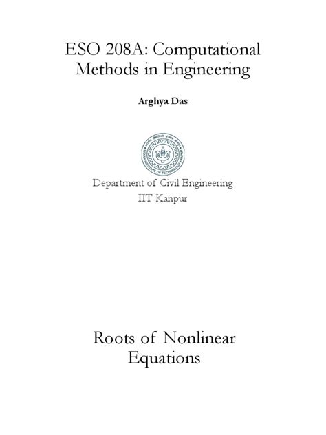eso 208a computational methods in engineering department of civil engineering iit kanpur pdf