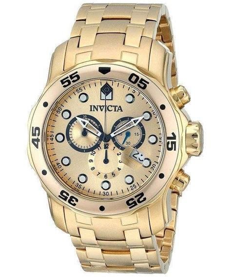 Invicta Pro Diver Chronograph Gold Dial INV0074 0074 Mens Watch