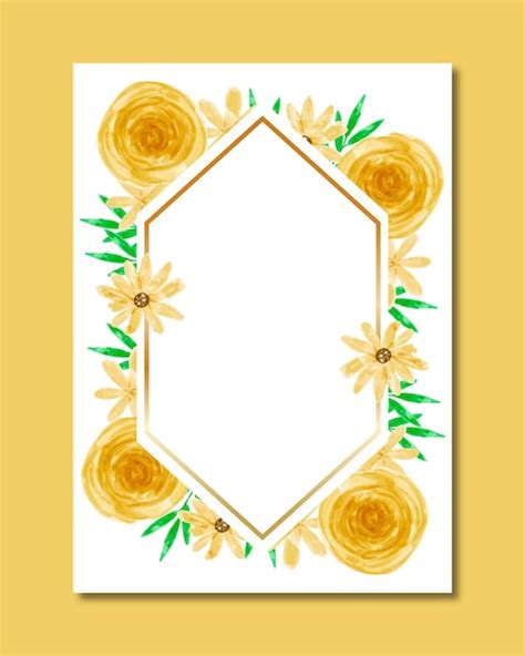 Fondo De Marco De Flor Amarilla Acuarela Vector Premium