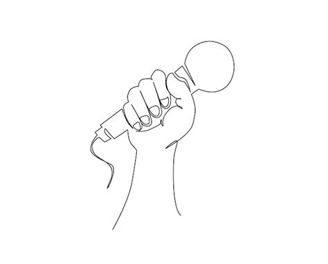 Premium Vector Continuous Line Art Of Microphone In A Hand One Line