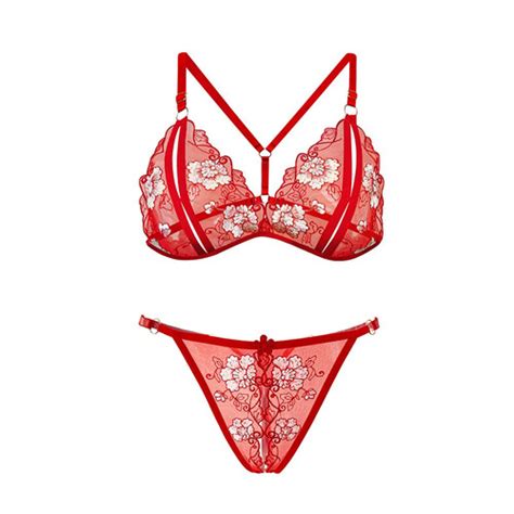 Jual Lingerie Sexy Hot Bordir Open Transparan Bra G String Set Bikini