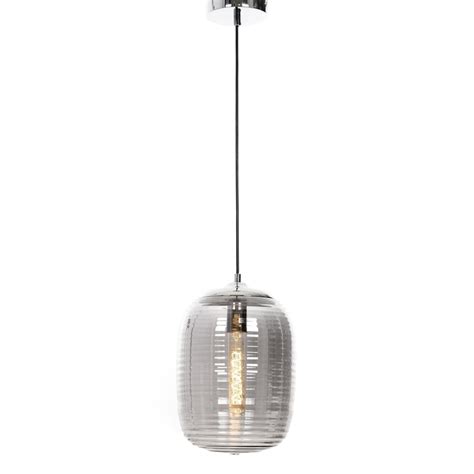 Nowoczesna Chromowana Lampa Wisząca MIRELLA Minimalistyczna Dymiony Klosz