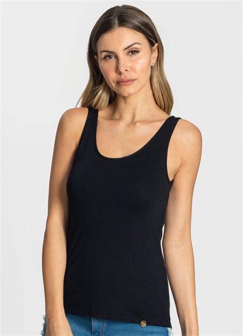 Regata Feminina Básica Preto Rovitex