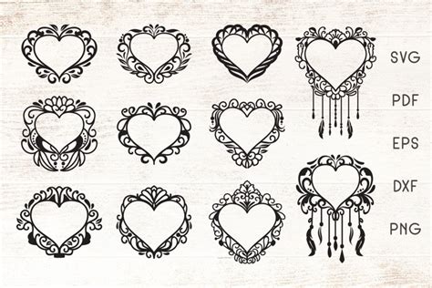 Floral Heart Frames SVG Vector 418821