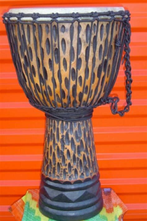 Extra Large Handmade Tall Deep Carved Djembe Hand Drum M Cheetah