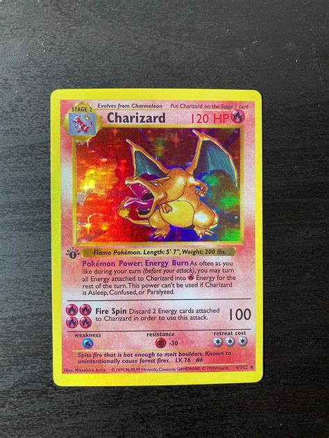 Holographic Charizard 1st Edition Shadowless Custom Made Etsy