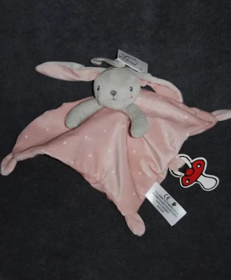 DOUDOU PLAT LAPIN Rose Etoile SIMBA TOYS NICOTOY KIABI Attache Tétine