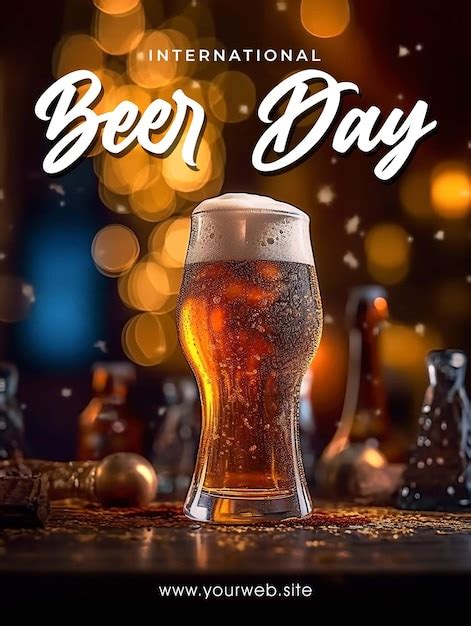 Cartel felicitando el día internacional de la cerveza Archivo PSD Premium