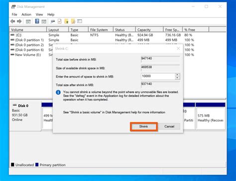 Windows Disk Management Shrink Or Extend Volumes