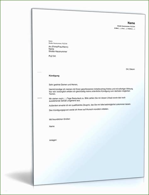 028 Arbeitszeugnis Kündigung In Probezeit Vorlage Fristlose Kündigung