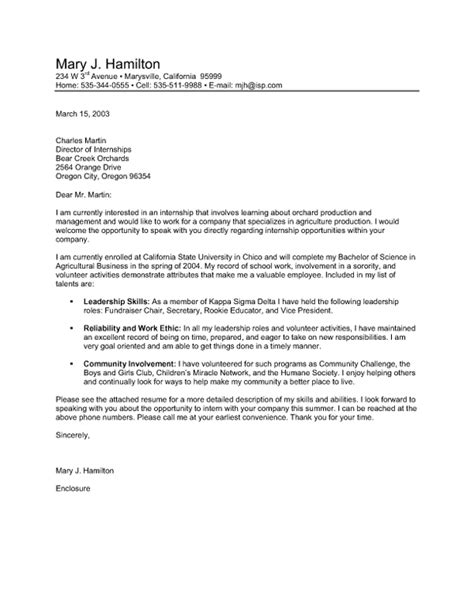 Cover Letter Examples For An Internship Collection Letter Template