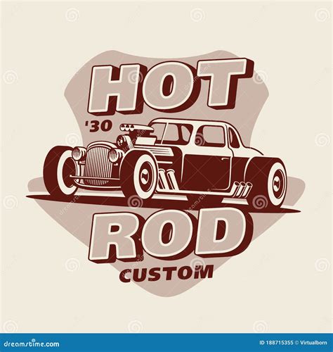 Retro Hot Rod Custom Emblem Logo Vector Illustration Stock Vector