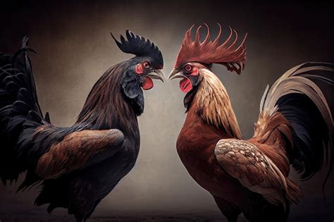 Gran gallo marrón a punto de pelear en peleas de gallos Foto Premium