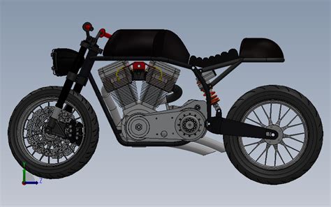 定制裸体摩托车 SOLIDWORKS 2010 模型图纸下载 懒石网