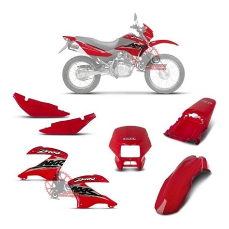 Kit Carenagem Nxr 125 Bros 2003 Ks Vermelha Adesivos Shopee Brasil