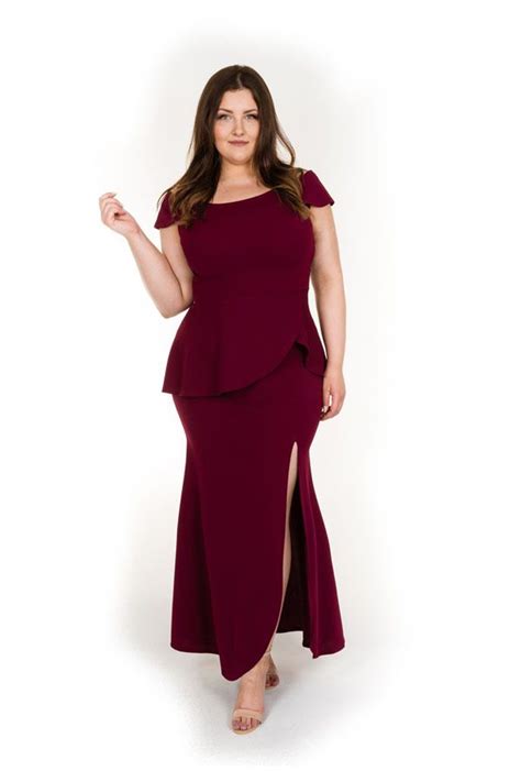 Długa suknia wieczorowa plus size bordowa Duże rozmiary Sukienki