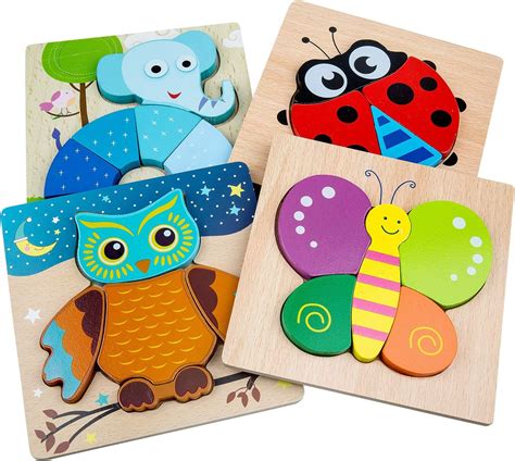 Diealles Shine 3D Kinder Holzpuzzle 4 Teiliges Holzpuzzle für Kinder