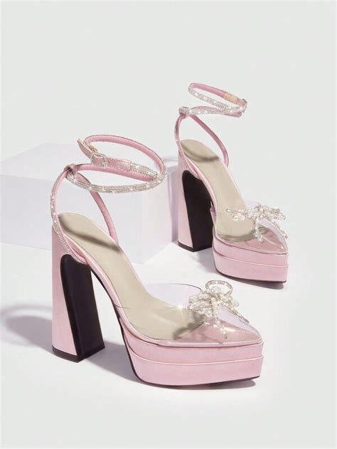 Cuccoo Party Collection Rhinestone Decor Tie Leg Design Platform Chunky