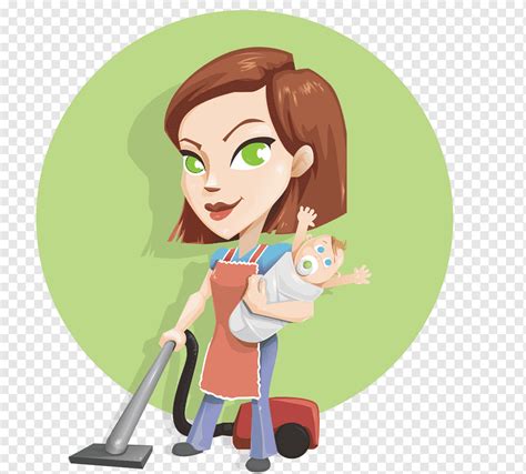 Ama de casa caricatura pintada a mano ama de casa con un niño pintura