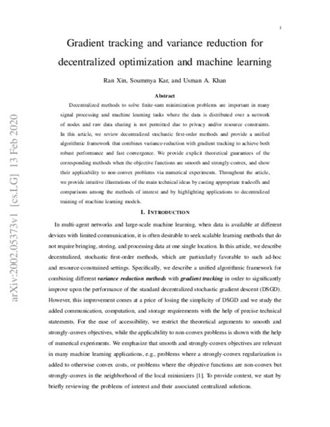 pdf gradient tracking and variance reduction for decentralized optimization and machine