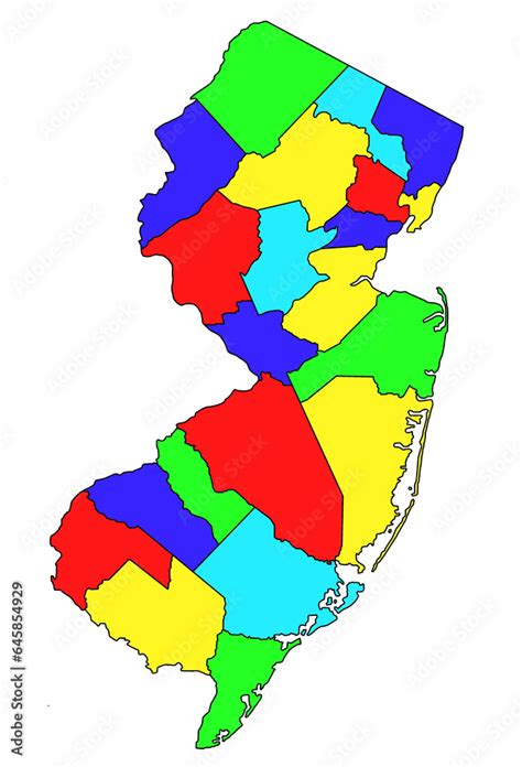 Colour New Jersey Administrative Map Counties Map Of New Jersey With