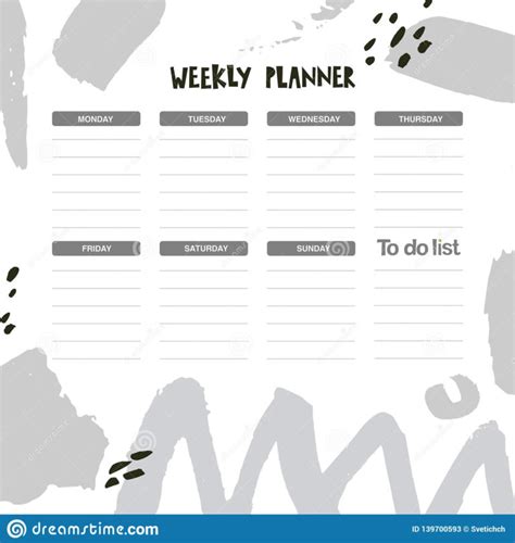 Weekly And Daily Planner Template With Abstract Shapes In Inside Weekly