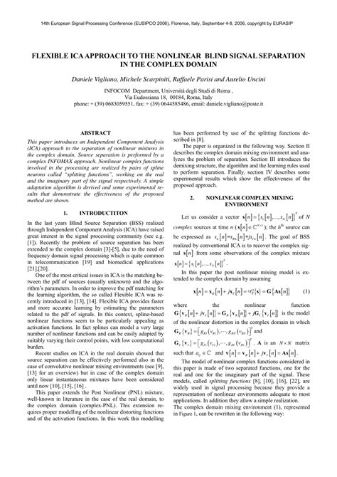 pdf flexible ica approach to the nonlinear blind source separation in the complex domain