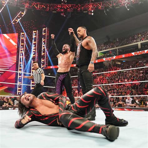 Finn Bálor and Damien Priest with Shinsuke Nakamura Monday Night Raw