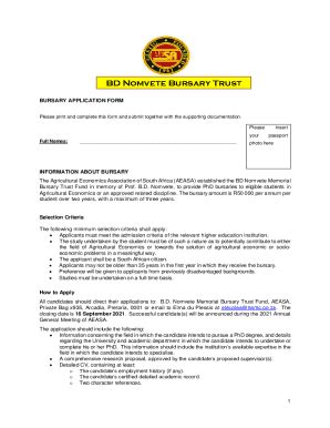 Fillable Online Bursary Application Form Fill Out And Sign Printable