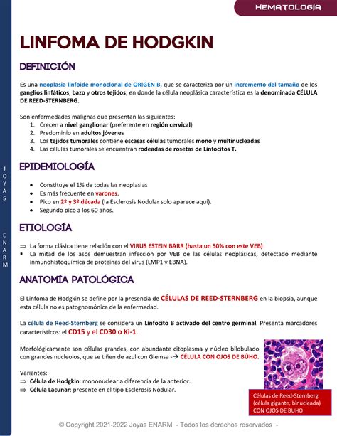 Linfoma de Hodgkin J O Y A S E N A R M LINFOMA DE HODGKIN DEFINICIÓN