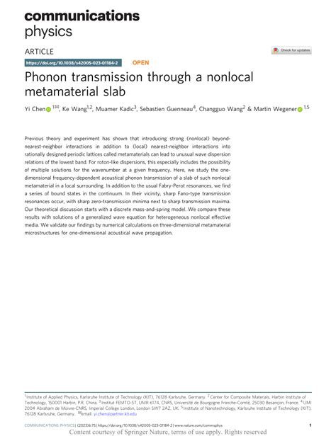 pdf phonon transmission through a nonlocal metamaterial slab