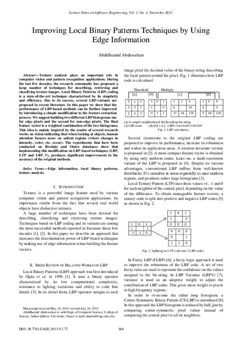 pdf improving local binary patterns techniques by using edge information abdelhamid