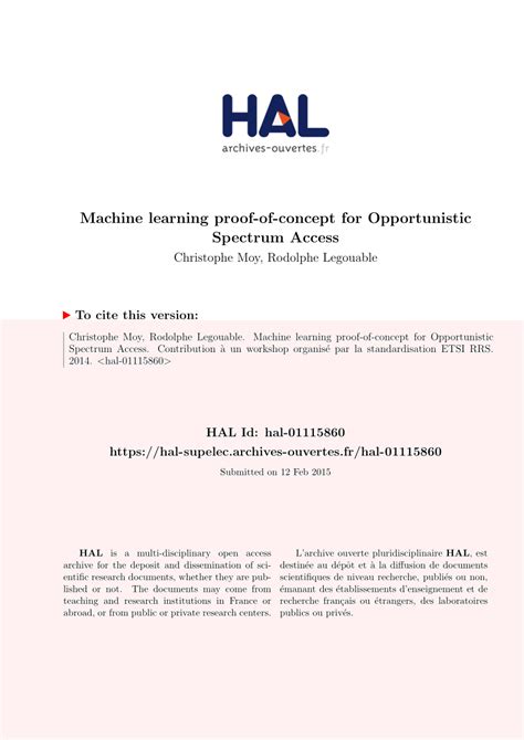 pdf machine learning proof of concept for opportunistic spectrum access