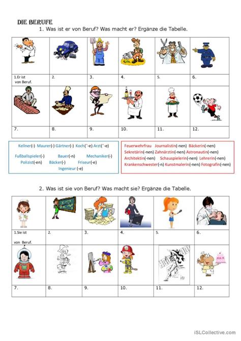 Berufe Deutsch DAF Arbeitsblätter pdf doc