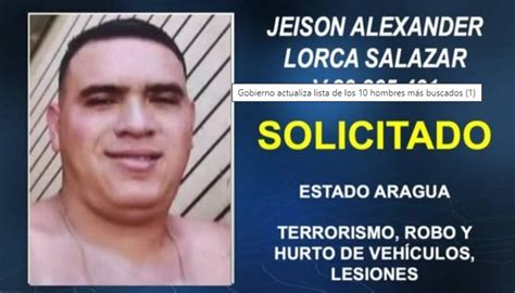 Gobierno venezolano actualiza lista de los 10 hombres más buscados en