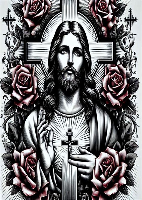 Desenho Para Tatuagem Religiosa Jesus Cristo Artes Conceituais Png Em