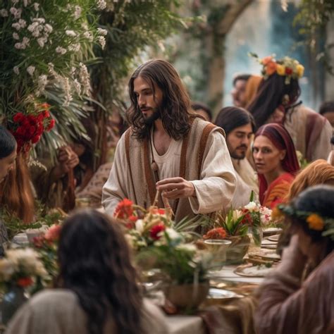 Premium AI Image Jesus At The Wedding Feast In Cana Of Galilee Turned