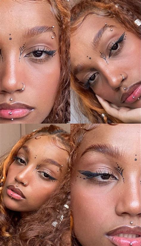 Makeupおしゃれまとめの人気アイデアPinterestShian Sood ラインストーンメイク 髪型 美学