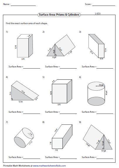 Volume And Surface Area Of Prisms Pdf