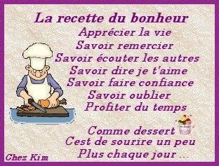 Bonheur Recette pour être heureux Les recettes du bonheur Bonheur